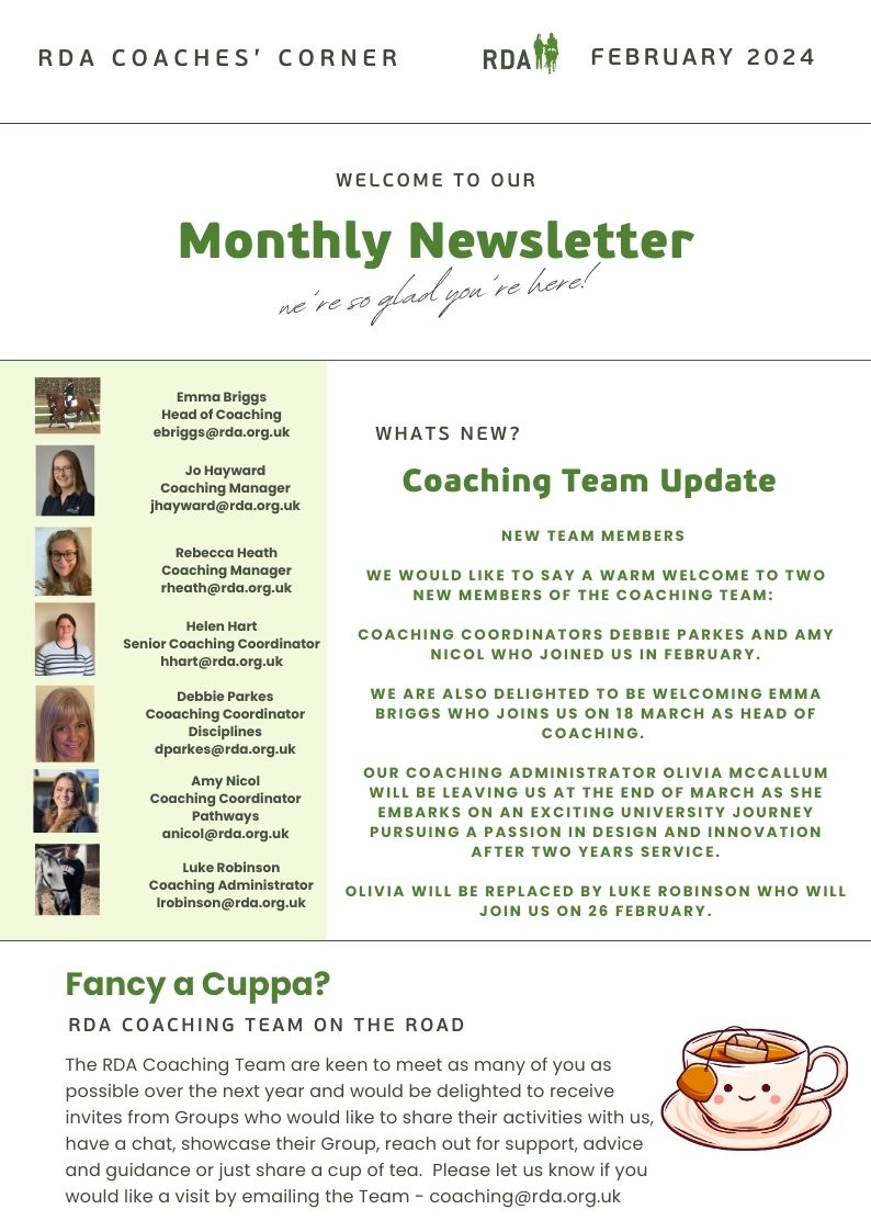 Coaches' Corner - Riding for the Disabled Association (RDA)